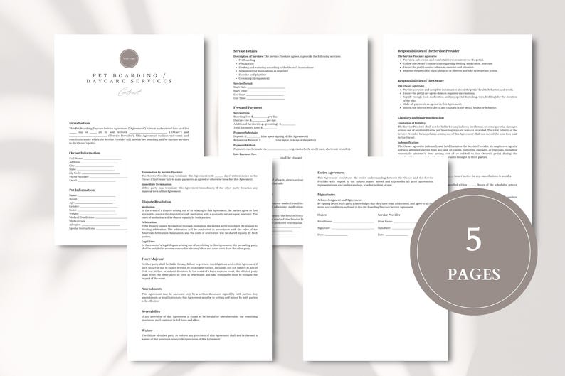 Plantilla de Canva para contrato de servicio de hospedaje y guardería ...