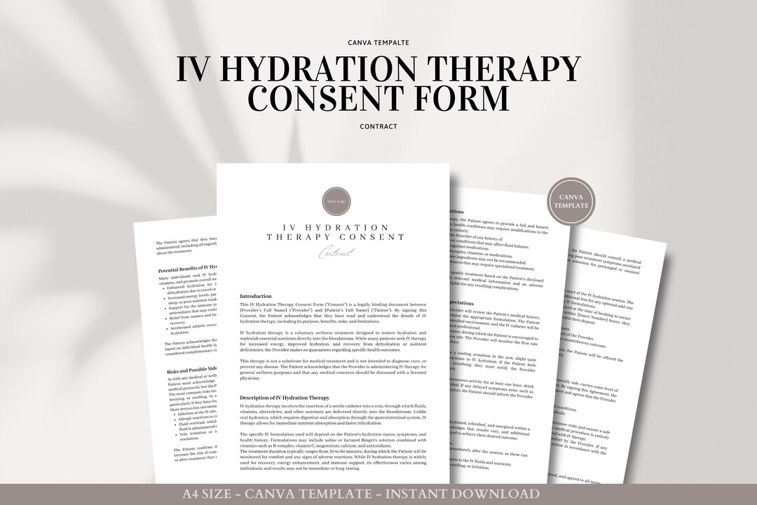 IV Hydration Therapy Consent Form Template Medical Treatment Agreement ...