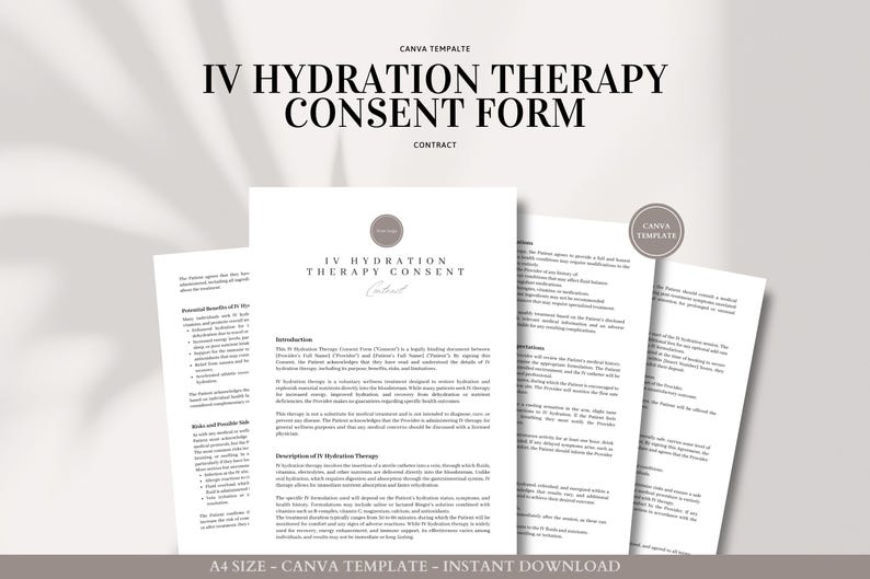 IV Hydration Therapy Consent Form Template Medical Treatment Agreement ...