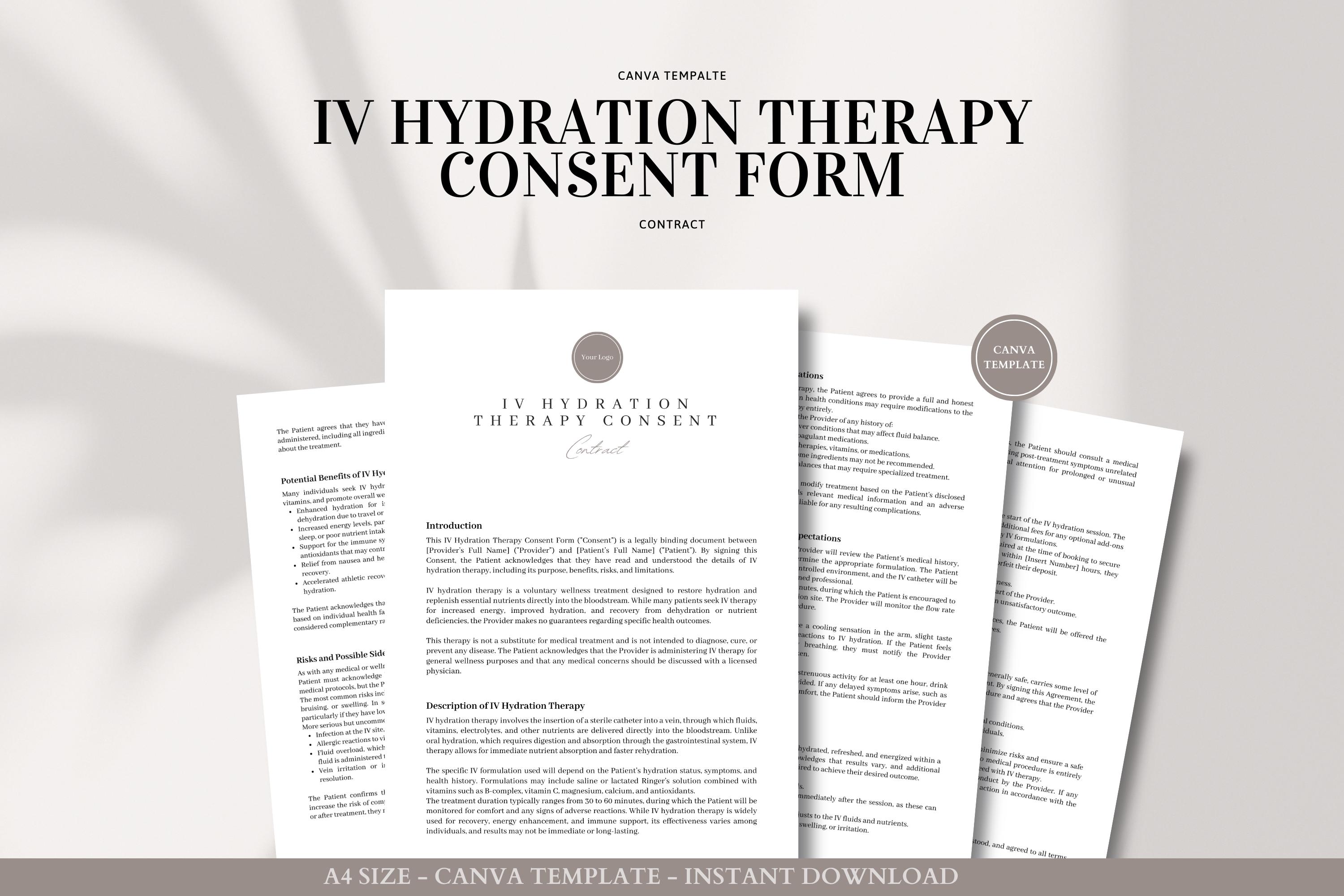 IV Hydration Therapy Consent Form Template Medical Treatment Agreement ...