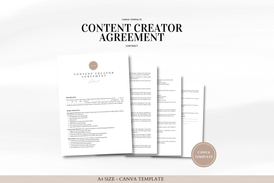 Content Creator Agreement Template - Professional Contract for ...