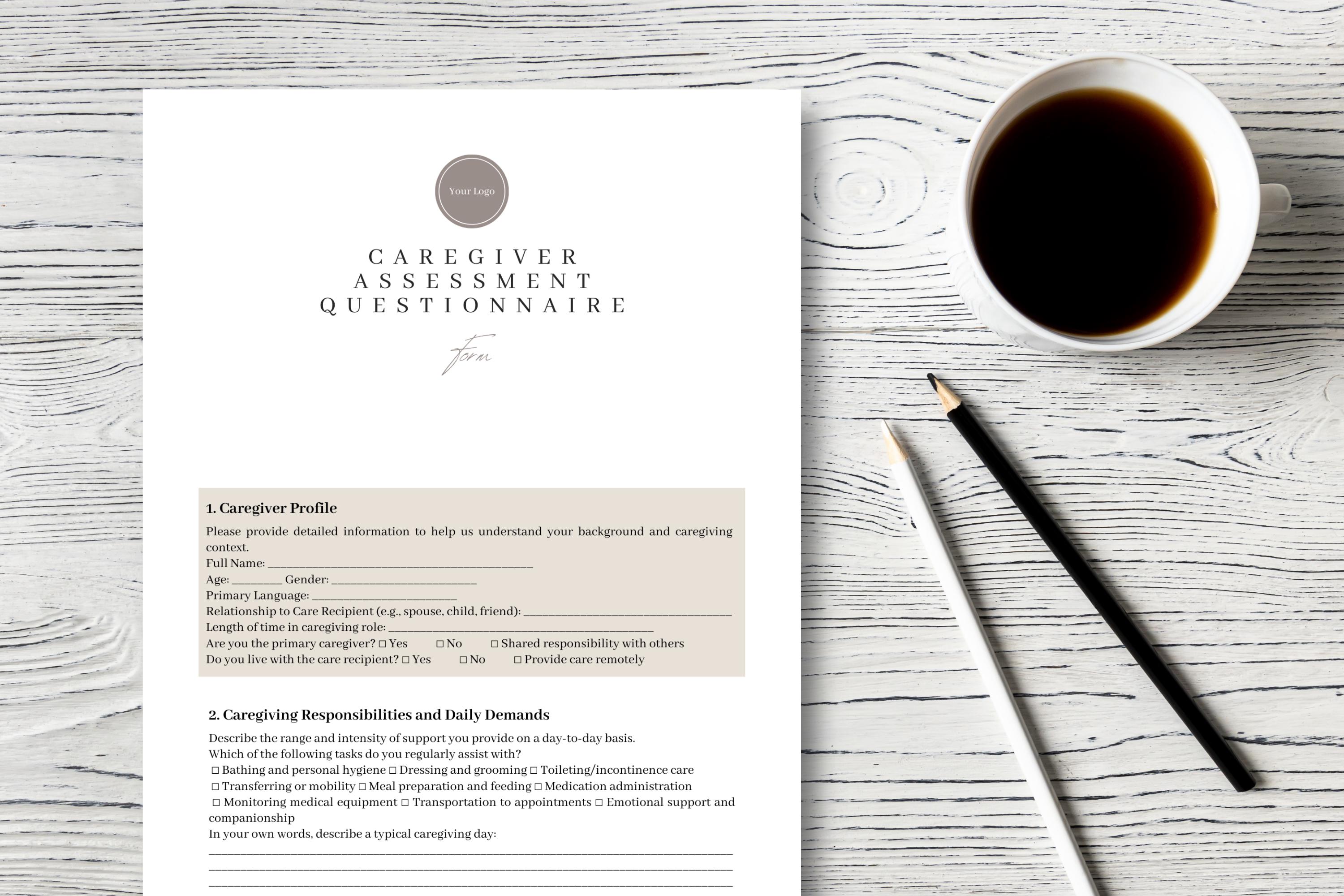 Caregiver Assessment Questionnaire | In-depth Intake Form for Family ...