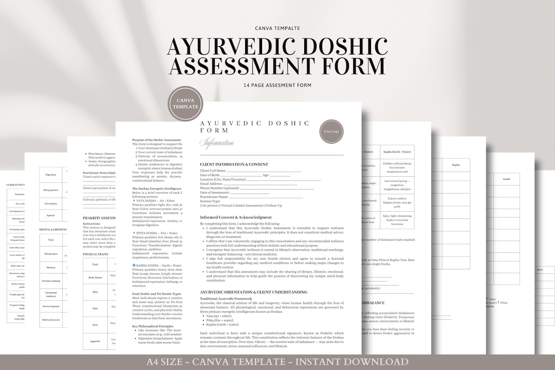 Ayurvedic Doshic Assessment Form | Holistic Client Intake & Dosha ...