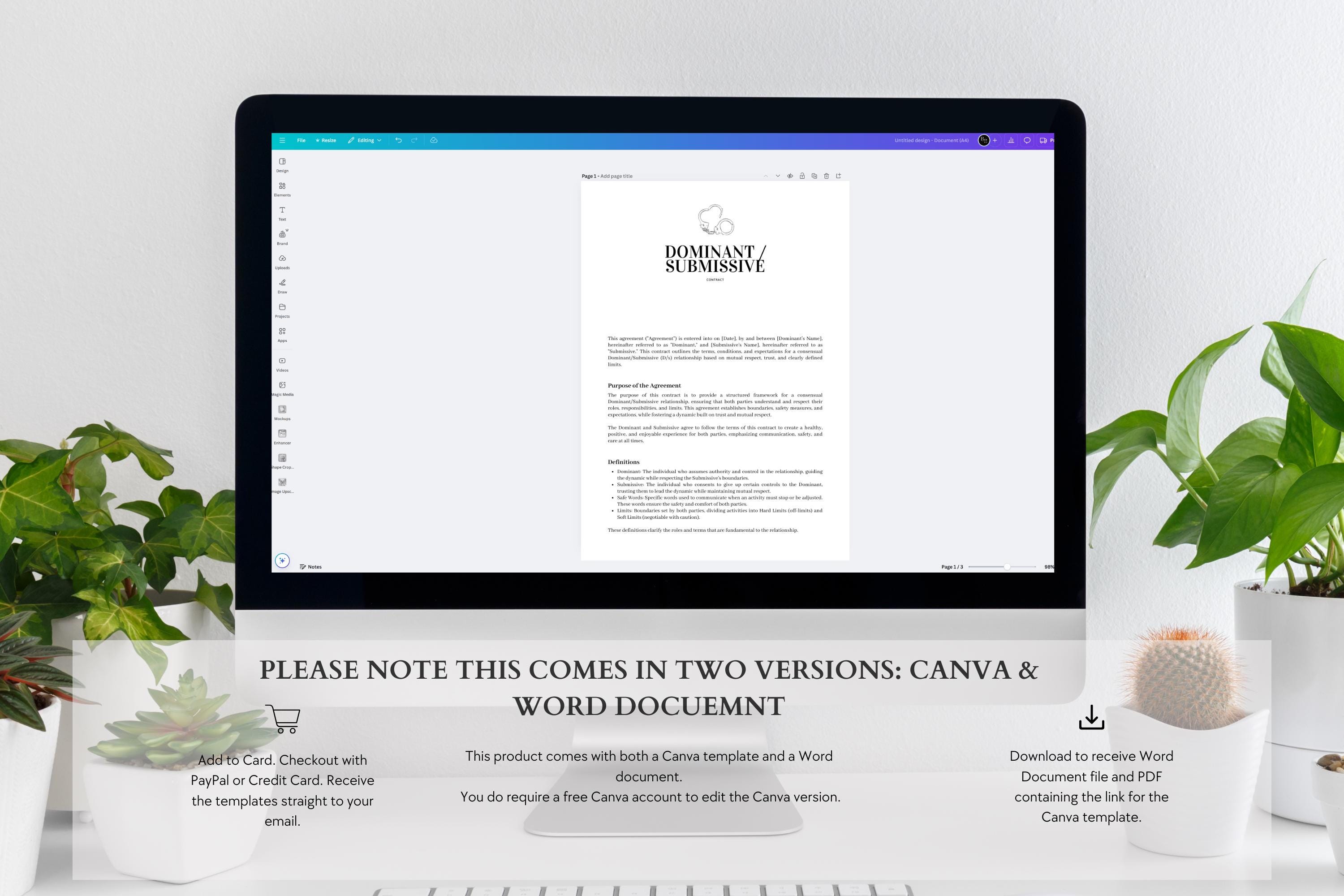 Dominant Submissive Relationship Contract Template Editable BDSM ...