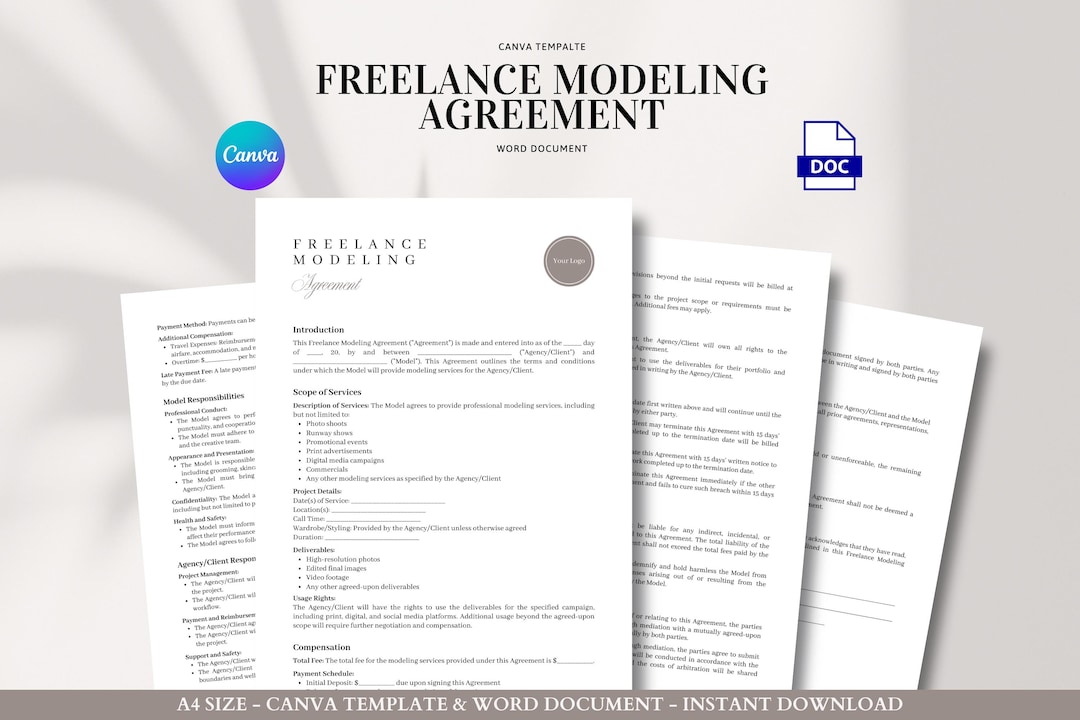 Freelance Modeling Agreement Template Photoshoots Runway Campaigns ...