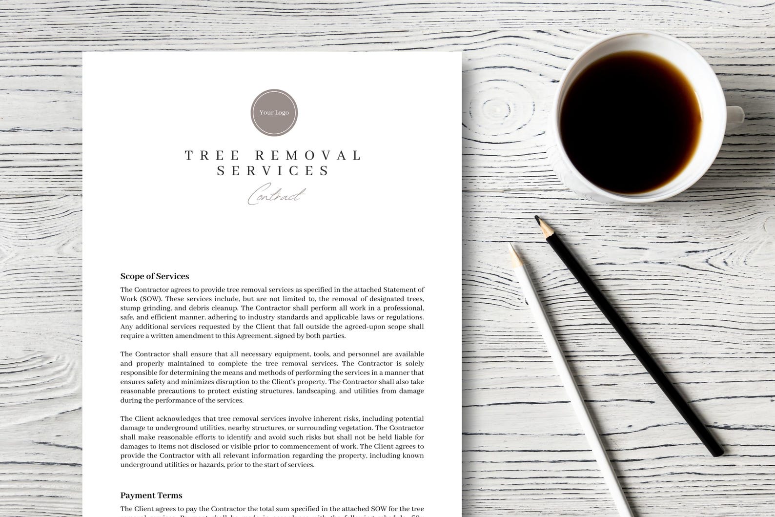 Tree Removal Services Contract Canva Template for Professionals ...