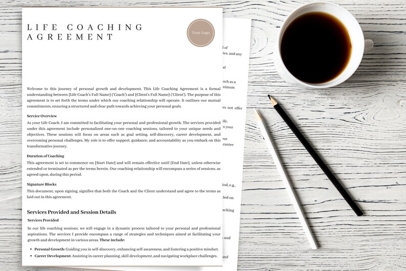 Life Coaching Contract Template Customizable Canva Template for Coaches ...