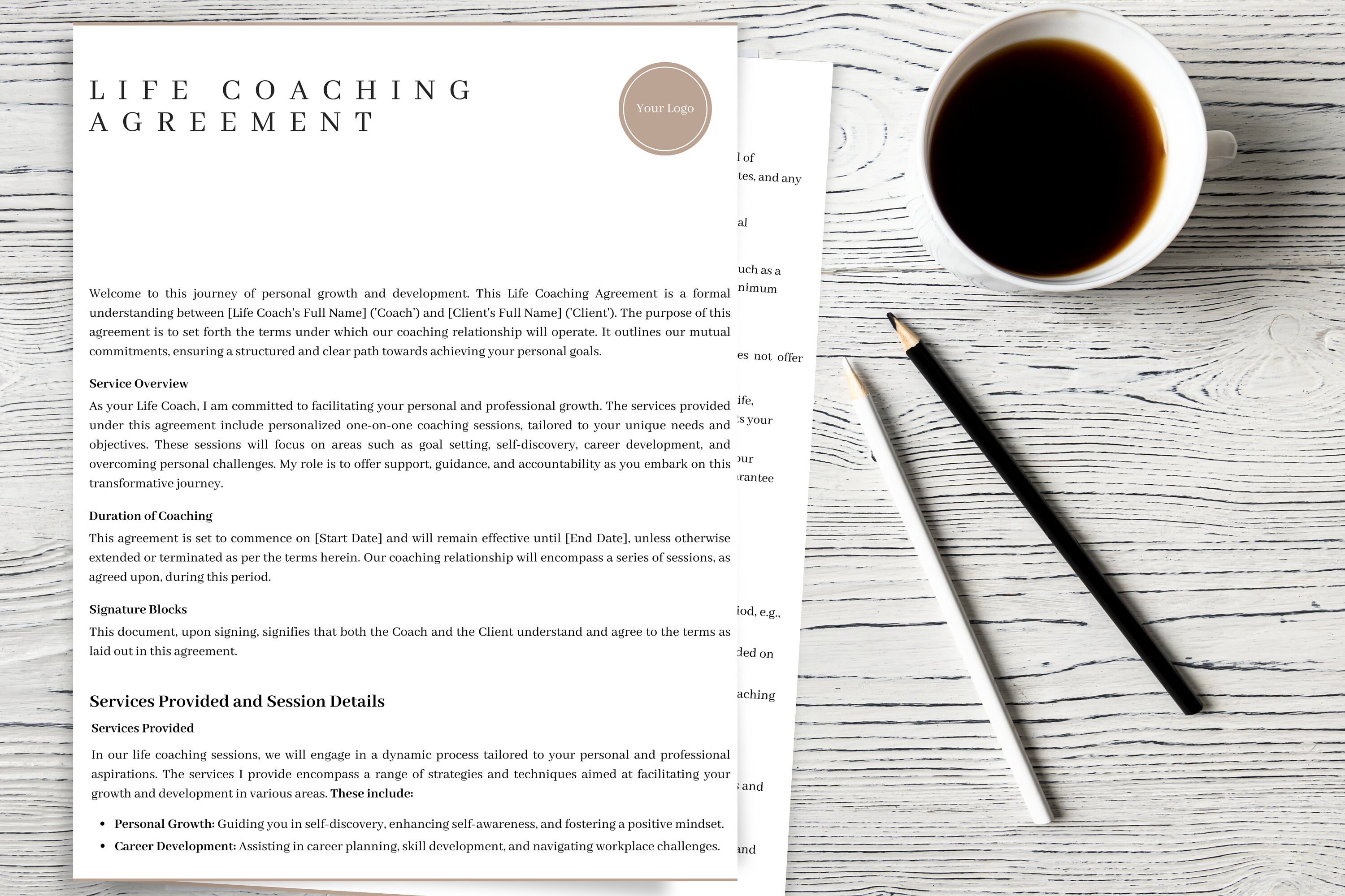 Life Coaching Contract Template Customizable Canva Template for Coaches ...