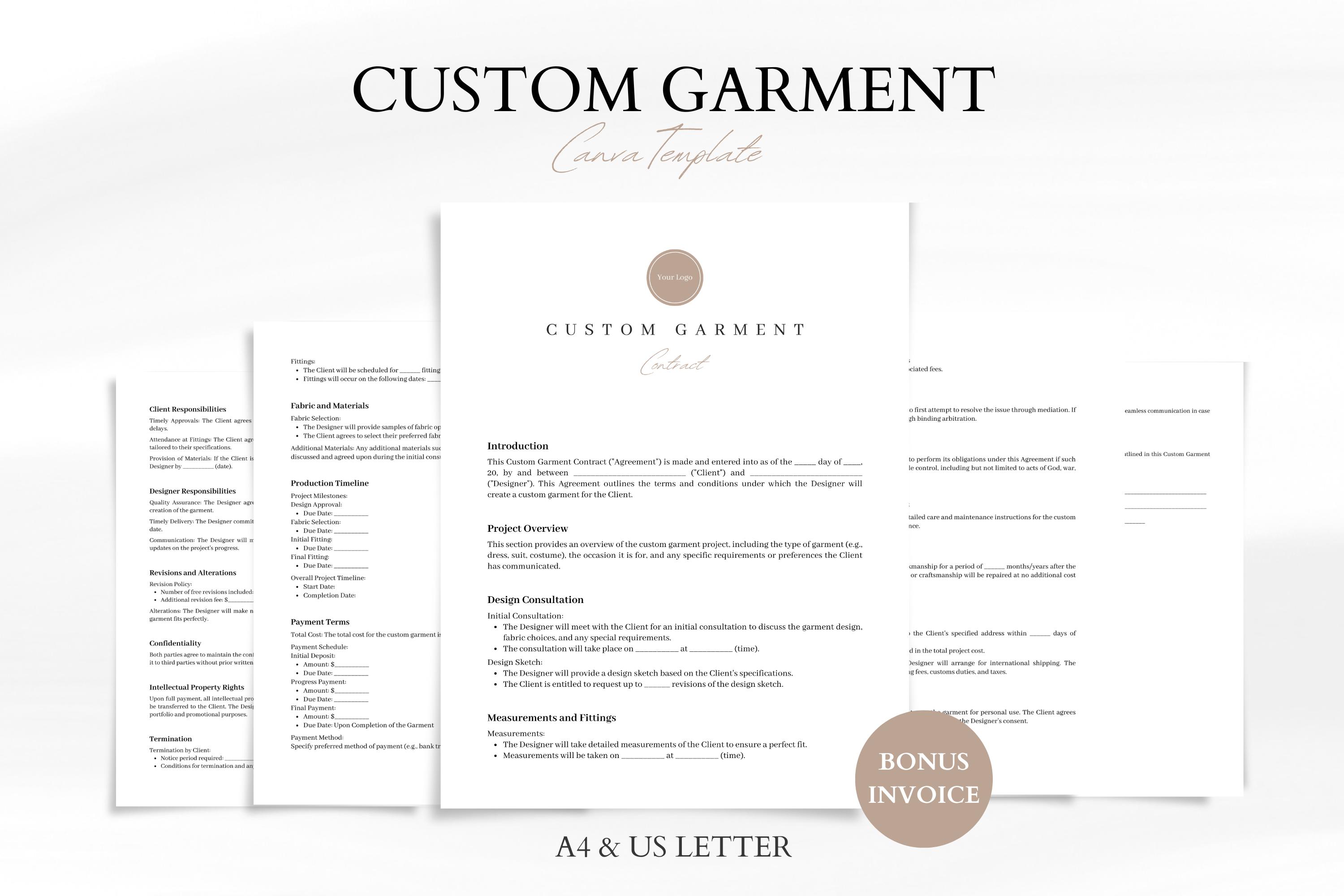 Custom Garment Contract Template Professional & Customizable Legal ...