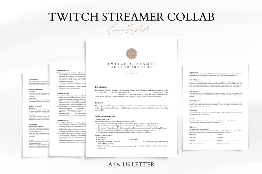 Twitch Streamer Collaboration Contract Template Professional Agreement ...
