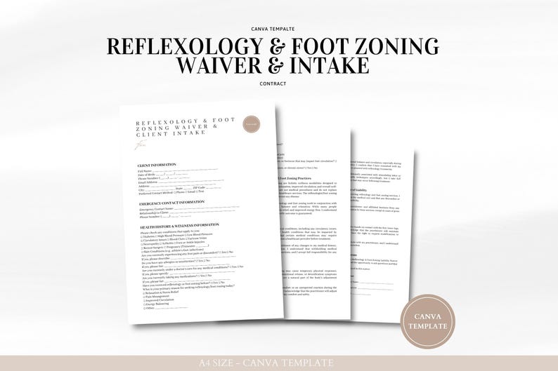 Reflexology & Foot Zoning Liability Waiver Canva Template | Client ...