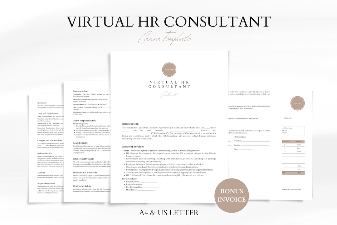 Virtual HR Consultant Contract Template Human Resources Remote HR HR ...
