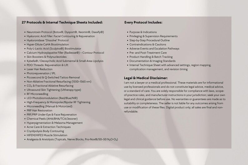 Medical Spa Protocol Bundle (27 Treatment Protocols + Internal ...