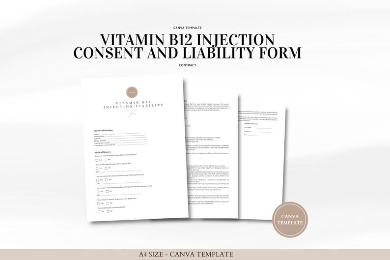 Vitamin B12 Injection Consent and Liability Form Canva Template ...