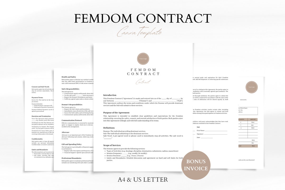 Femdom Contract Template Professional and Customizable Agreement - Etsy
