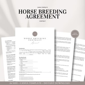 Horse Breeding Contract Canva Template - Professional Agreement for Mare and Stallion Owners - Etsy