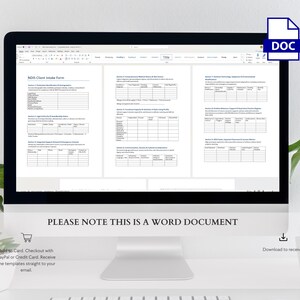 NDIS Client Intake Form Word Document for Participant Risk Consent ...