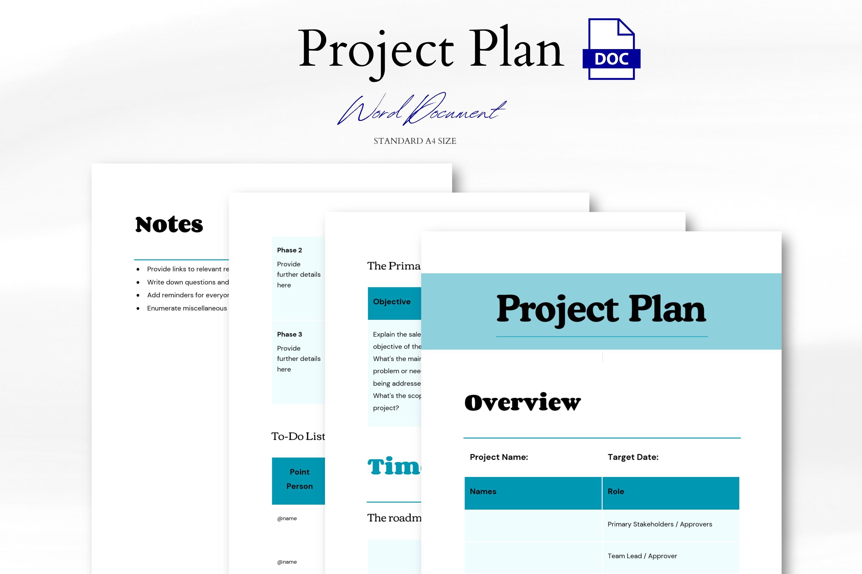 Editable Project Plan Template Word Document Comprehensive Project ...