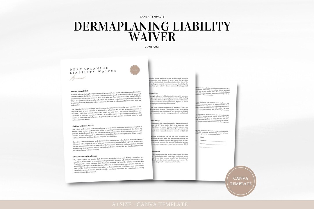 Dermaplaning Liability Waiver Canva Template | Client Consent ...