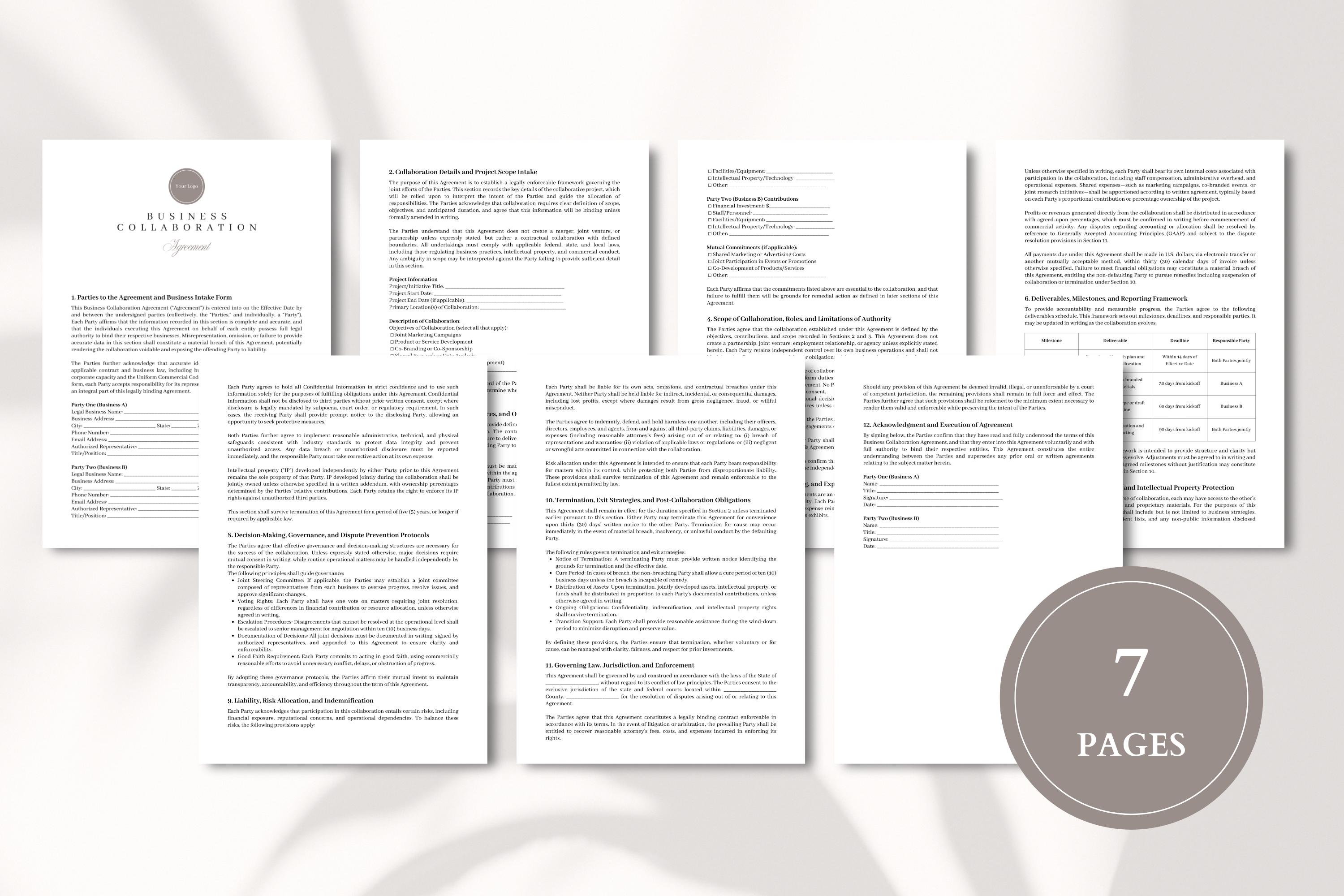 Business Collaboration Agreement Contract Template for Partnerships ...
