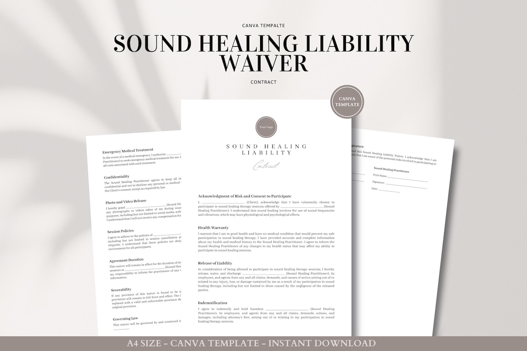 Sound Healing Liability Waiver | Comprehensive Consent Form Template ...
