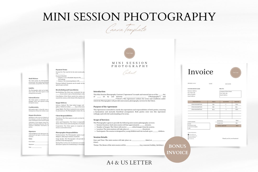 Mini Session Photography Contract Template Perfect for Children's ...