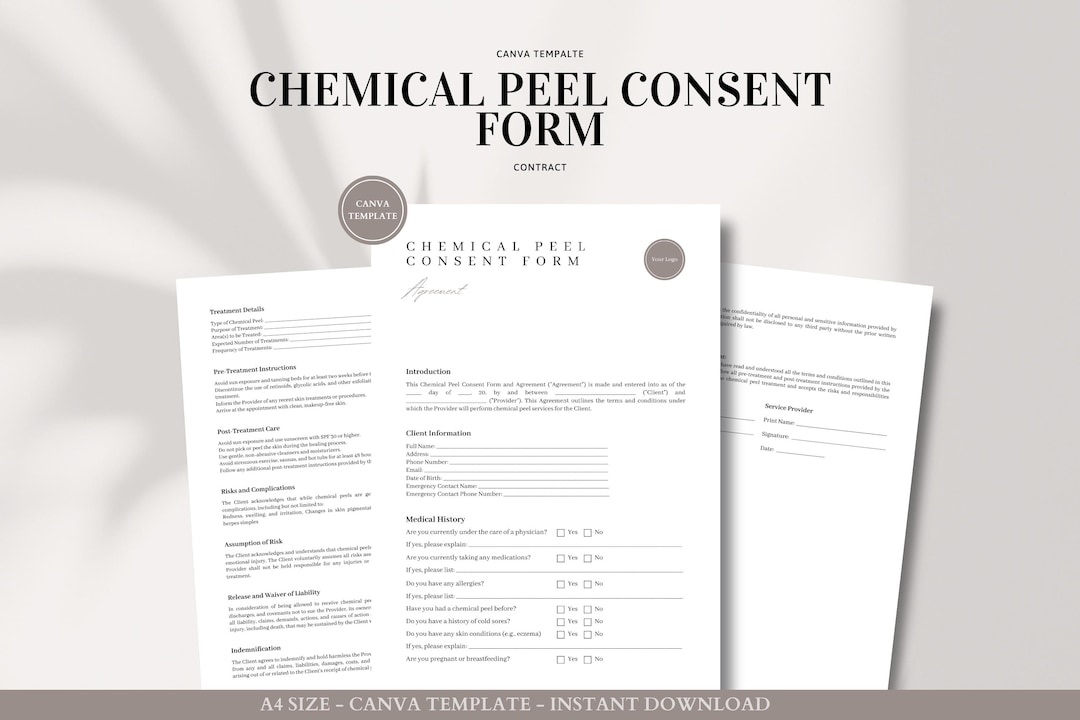 Chemical Peel Consent Form and Agreement Canva Template - Professional ...