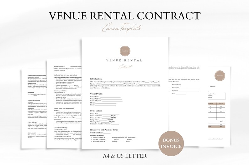 Venue Rental Agreement Template Professional Contract for Event Space ...