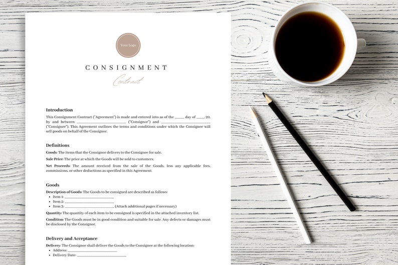 Consignment Contract Template Professional Agreement for Consignment ...
