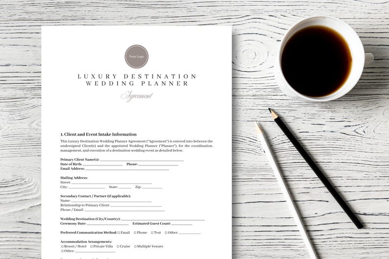 Luxury Destination Wedding Planner Agreement Template — Premium 12 ...