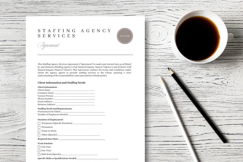 Staffing Agency Contract Template | Editable Canva Template ...