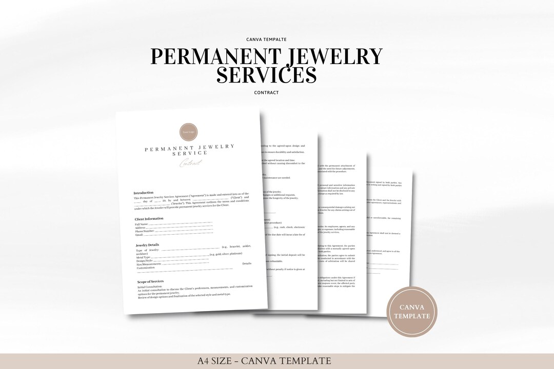 Permanent Jewelry Services Agreement Canva Template - Professional ...