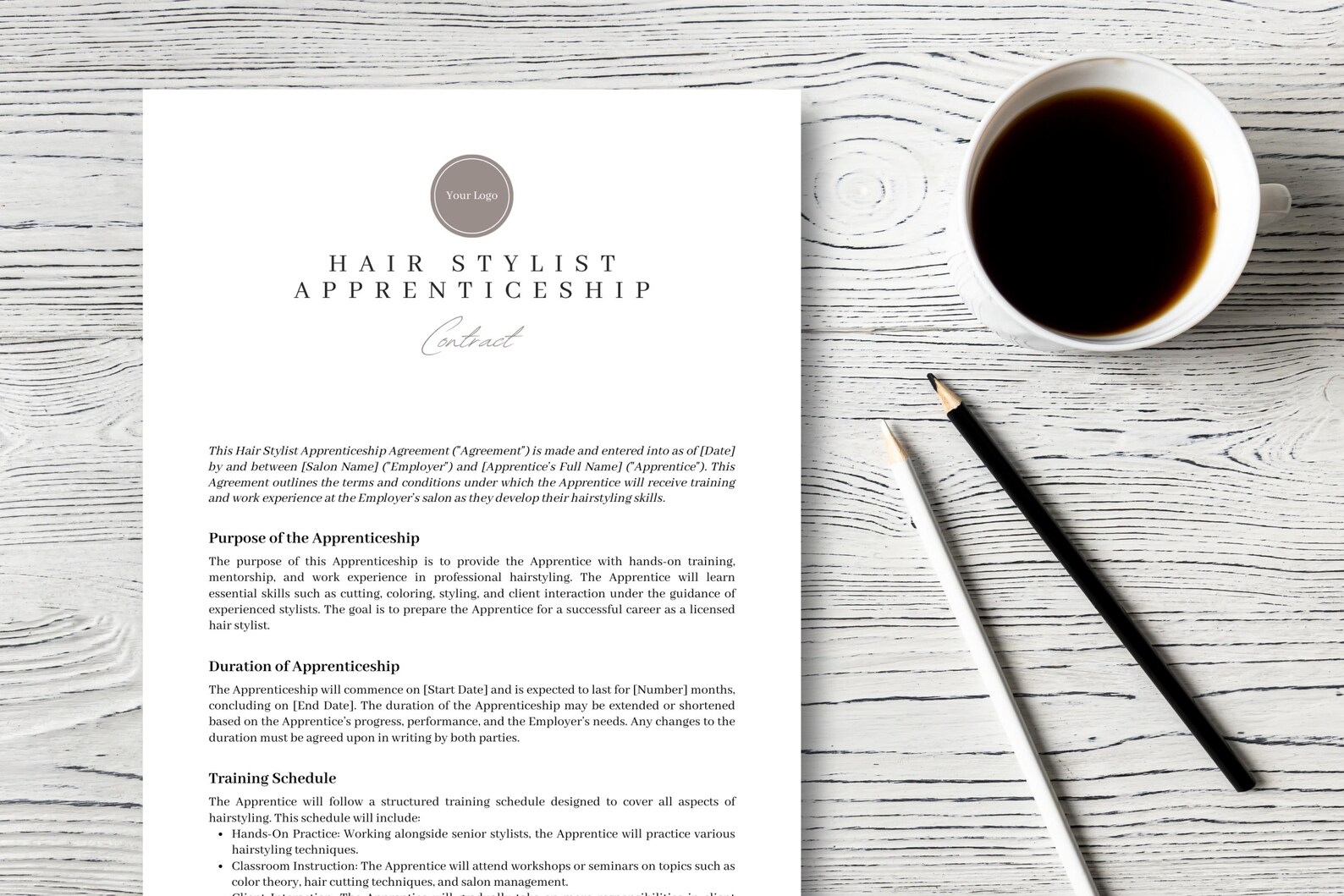 Hair Stylist Apprenticeship Agreement Template | Comprehensive Training ...