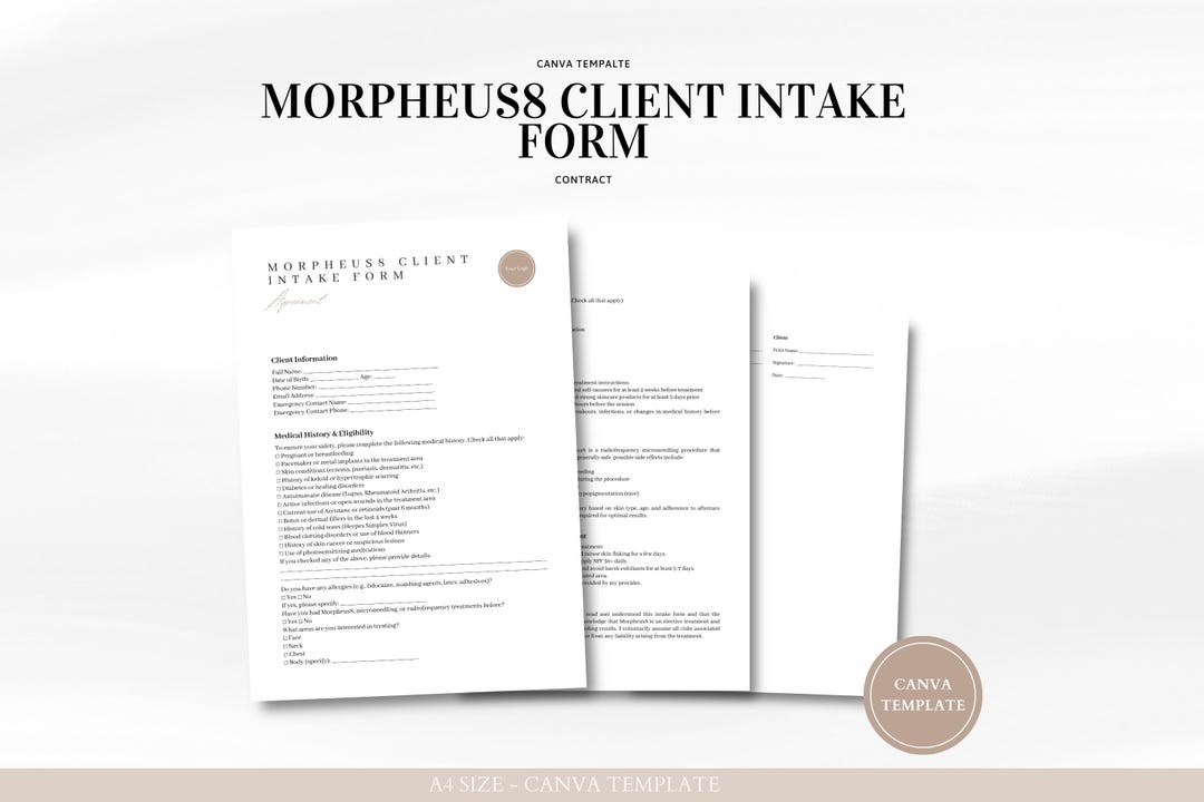 Morpheus8 Client Intake Form Canva Template | Aesthetic Consent & Skin ...