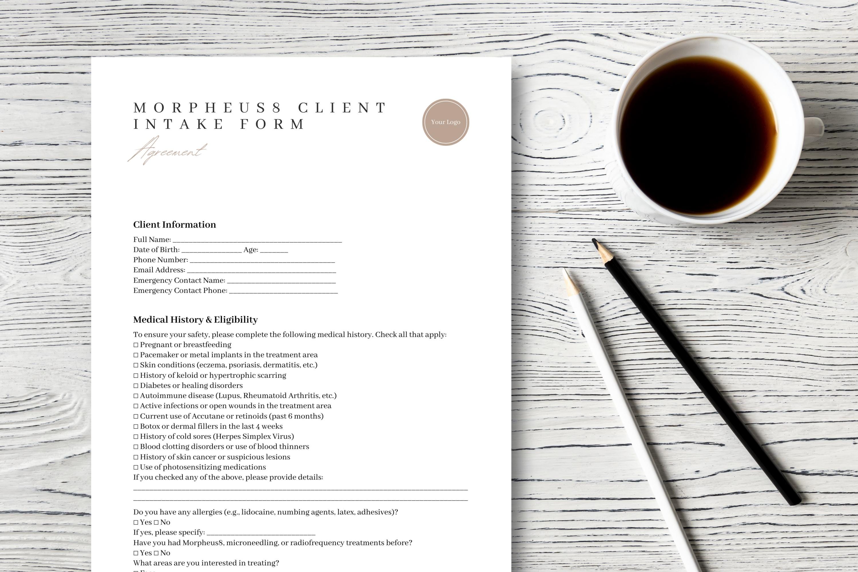 Morpheus8 Client Intake Form Canva Template | Aesthetic Consent & Skin ...