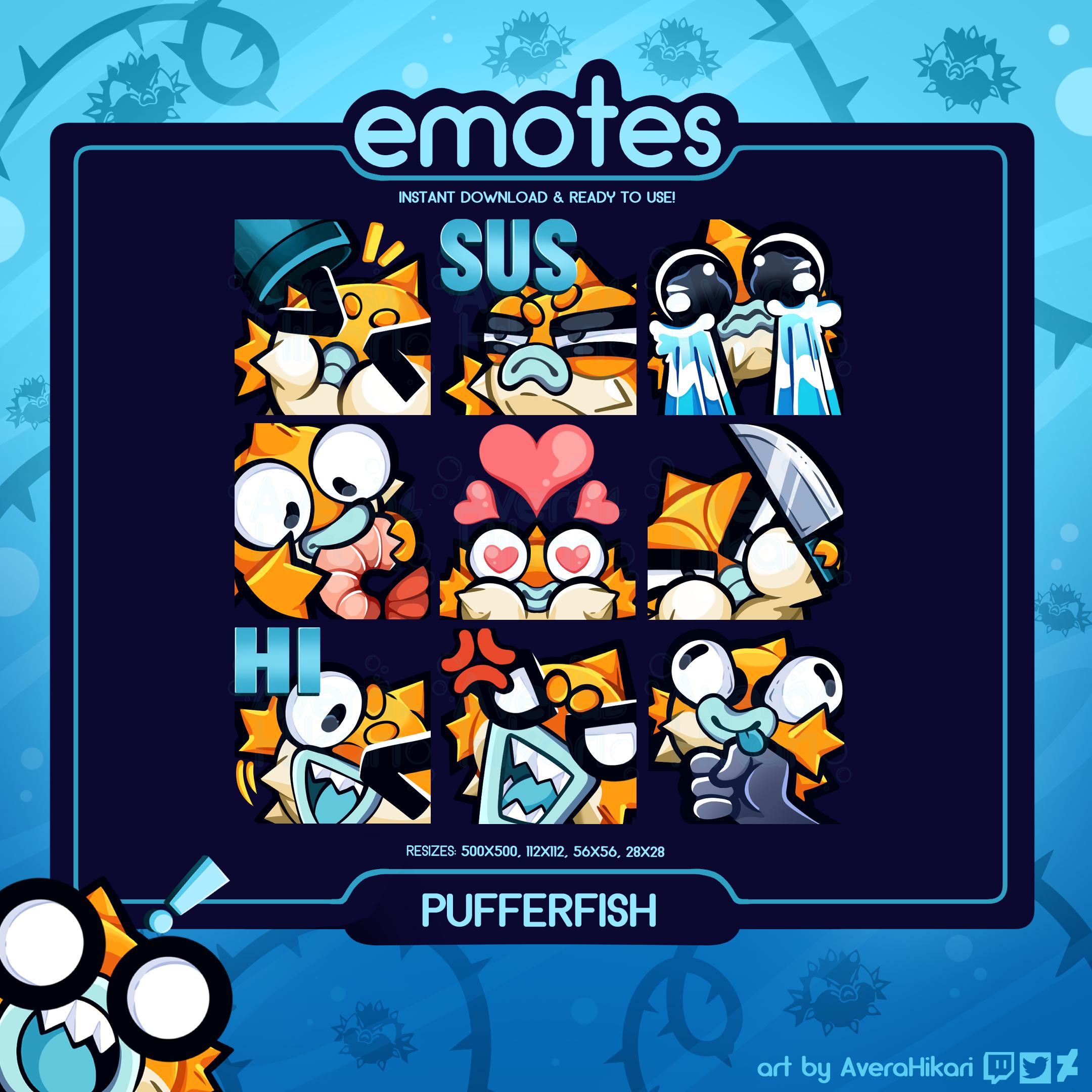 Pufferfish Emote Pack (9) | DISCORD & TWITCH Emotes - Etsy