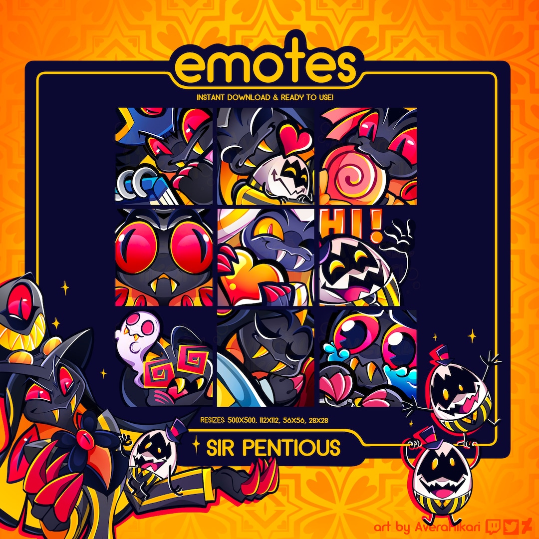 Hazbinhotel / Sir Pentious Series 1 Emote Pack (9) | DISCORD & TWITCH ...