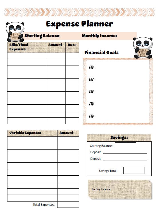Weekly Printable Panda Planner - Etsy