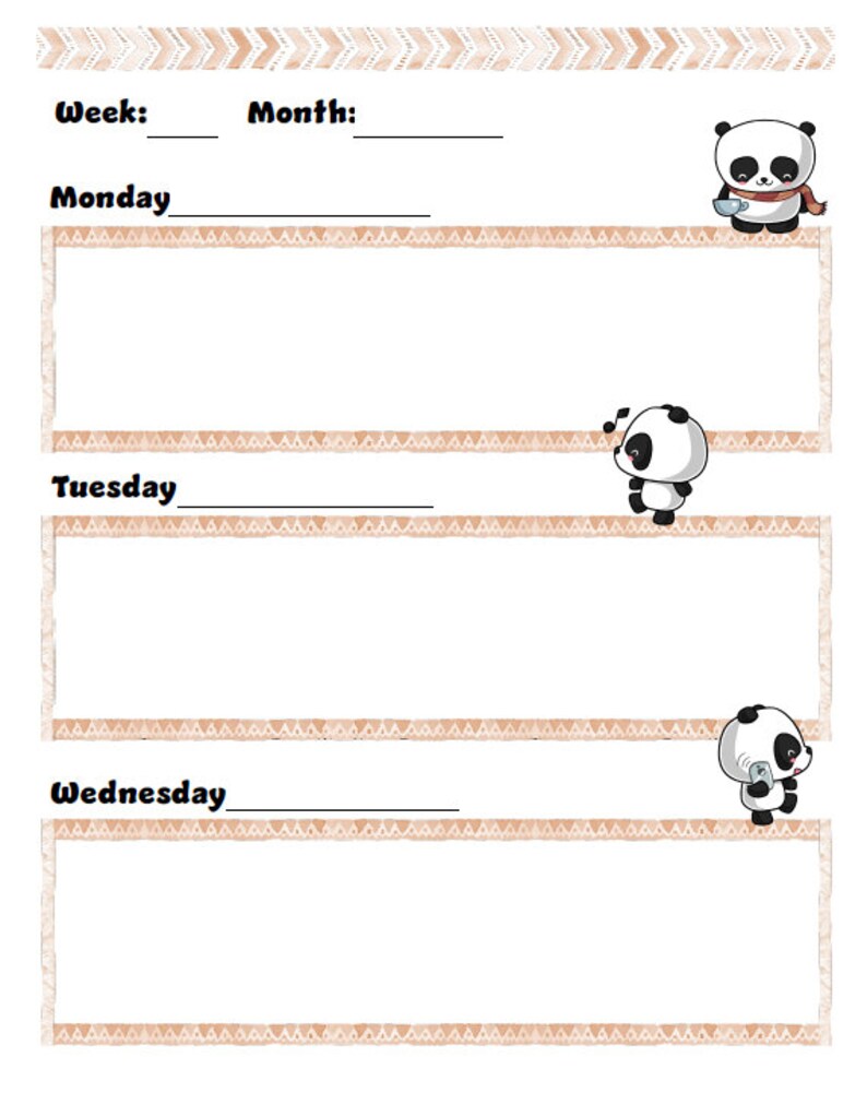 Weekly Printable Panda Planner - Etsy