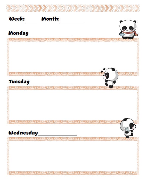 Weekly Printable Panda Planner - Etsy