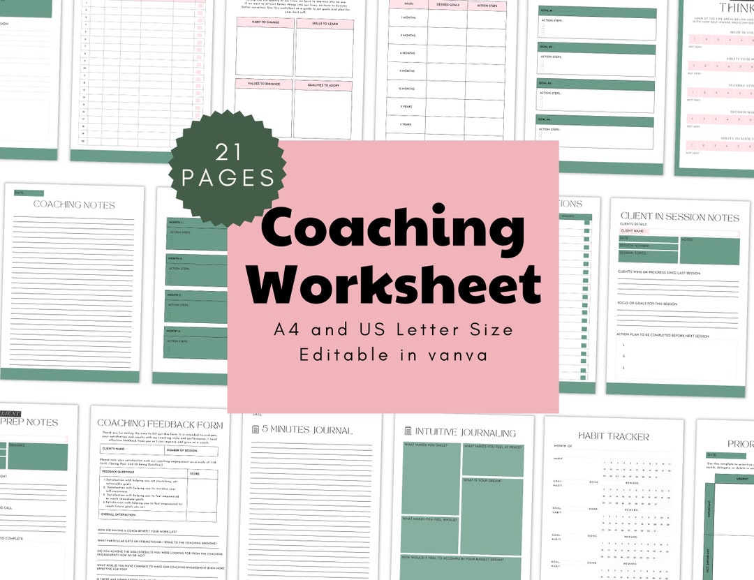Coaching Session Worksheet for Coaches, Coach Training Tool, Worksheet for Coaches, Coaching ...