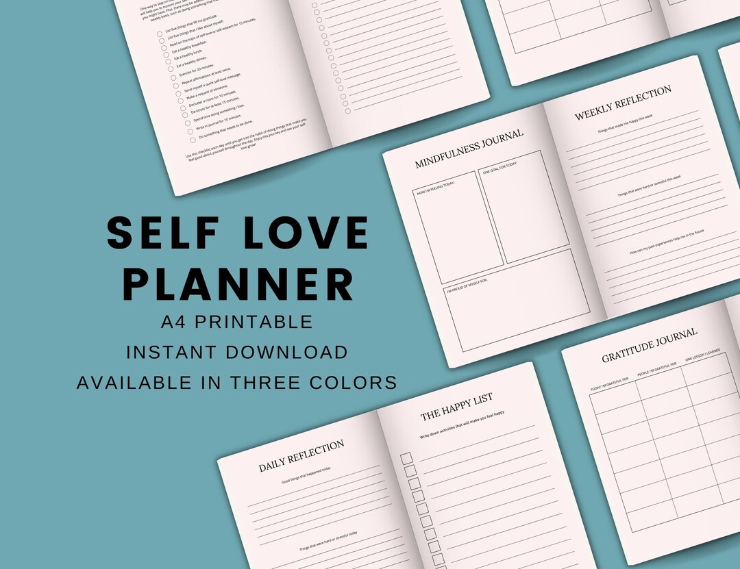 Printable Self Love Planner, Trendy Minimalist Planner, Self Care ...