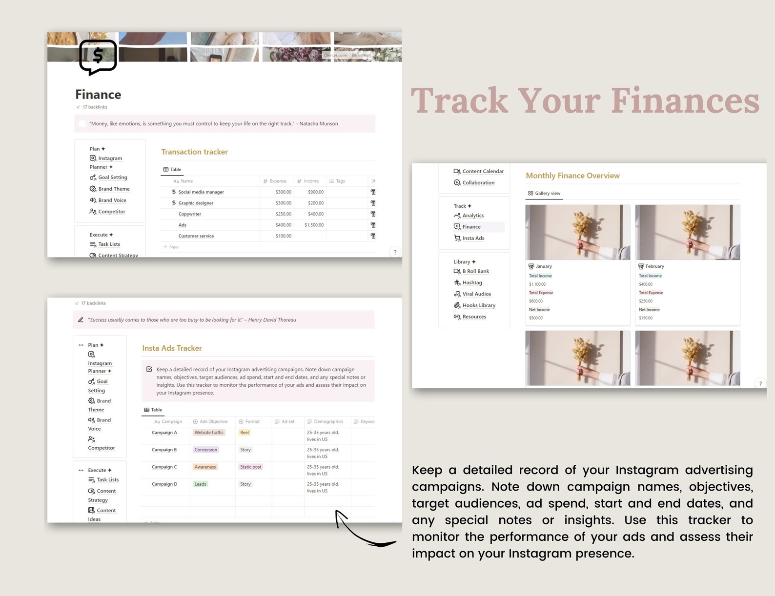 Notion Template Instagram Content Planner, Notion Planner, Instagram ...