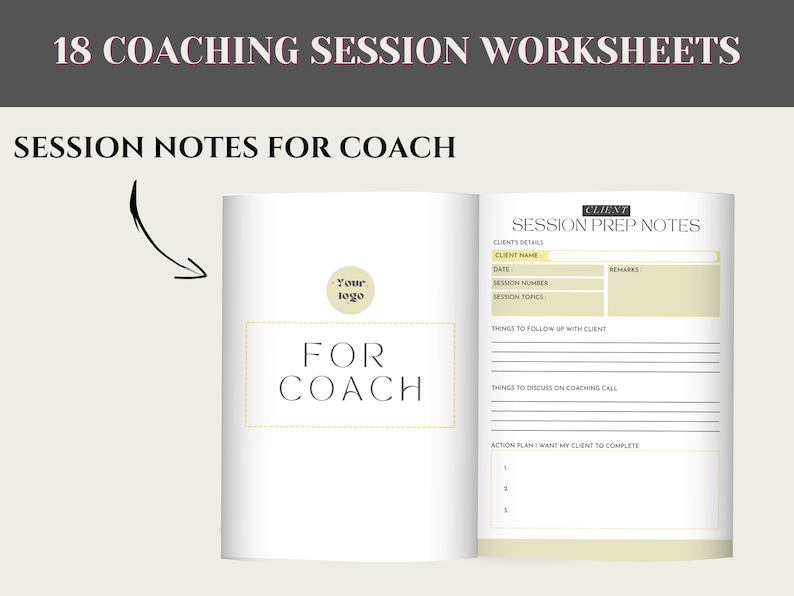 Coaching Session Worksheet Coach Form Planner Client Form Action Plan ...