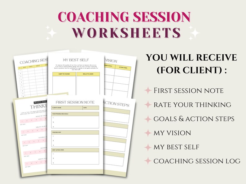 Coaching Session Worksheet Coach Form Planner Client Form Action Plan ...