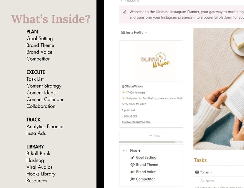 Notion Template Instagram Content Planner, Notion Planner, Instagram ...