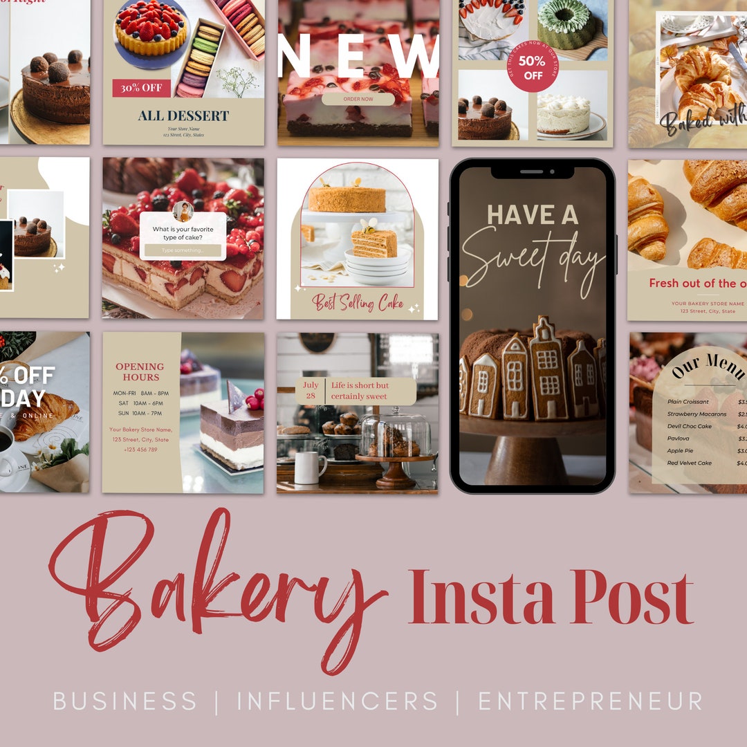 Bakery Instagram Templates Cafe Instagram Template Cake Business ...