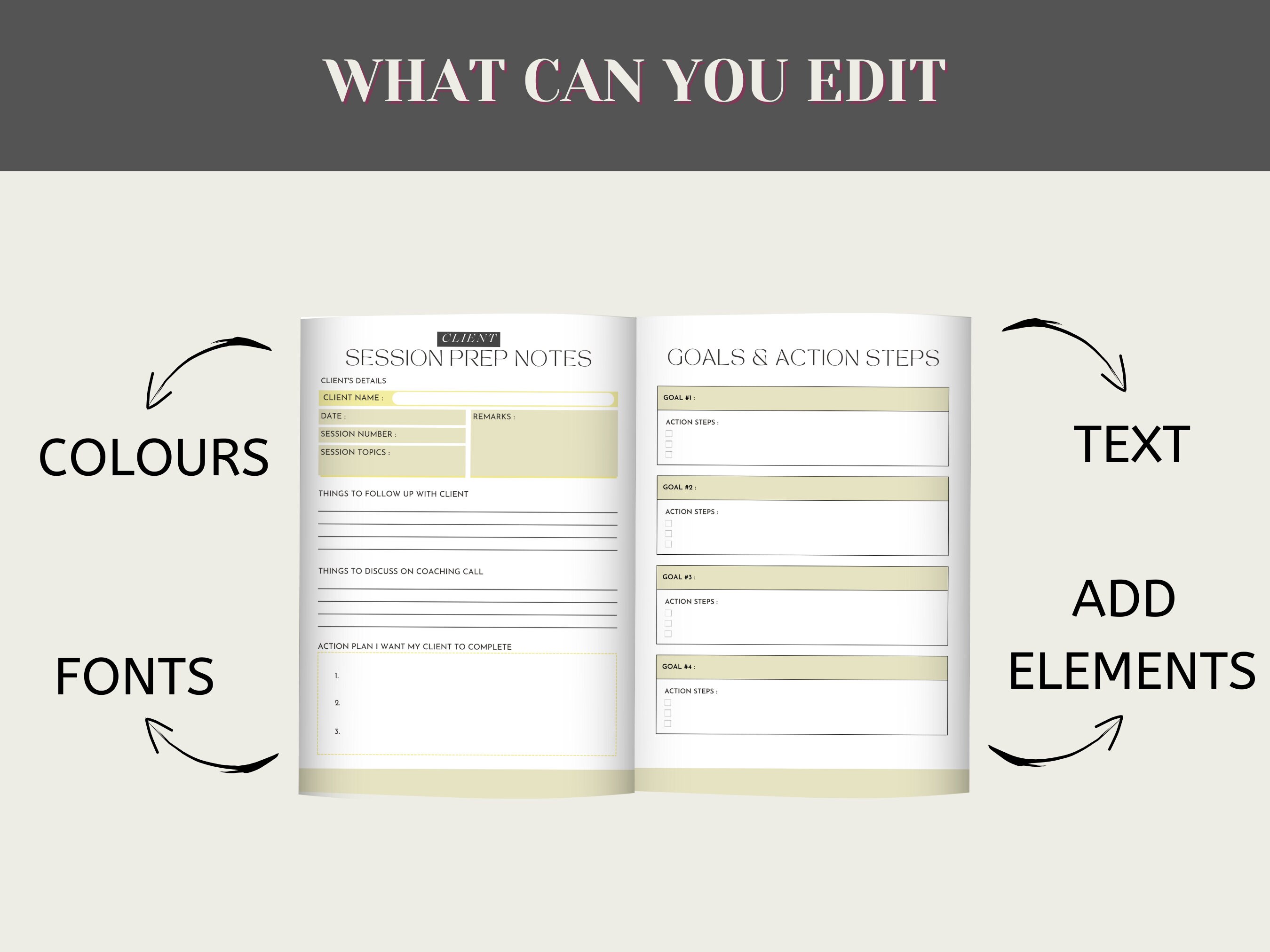 Coaching Session Worksheet Coach Form Planner Client Form Action Plan ...