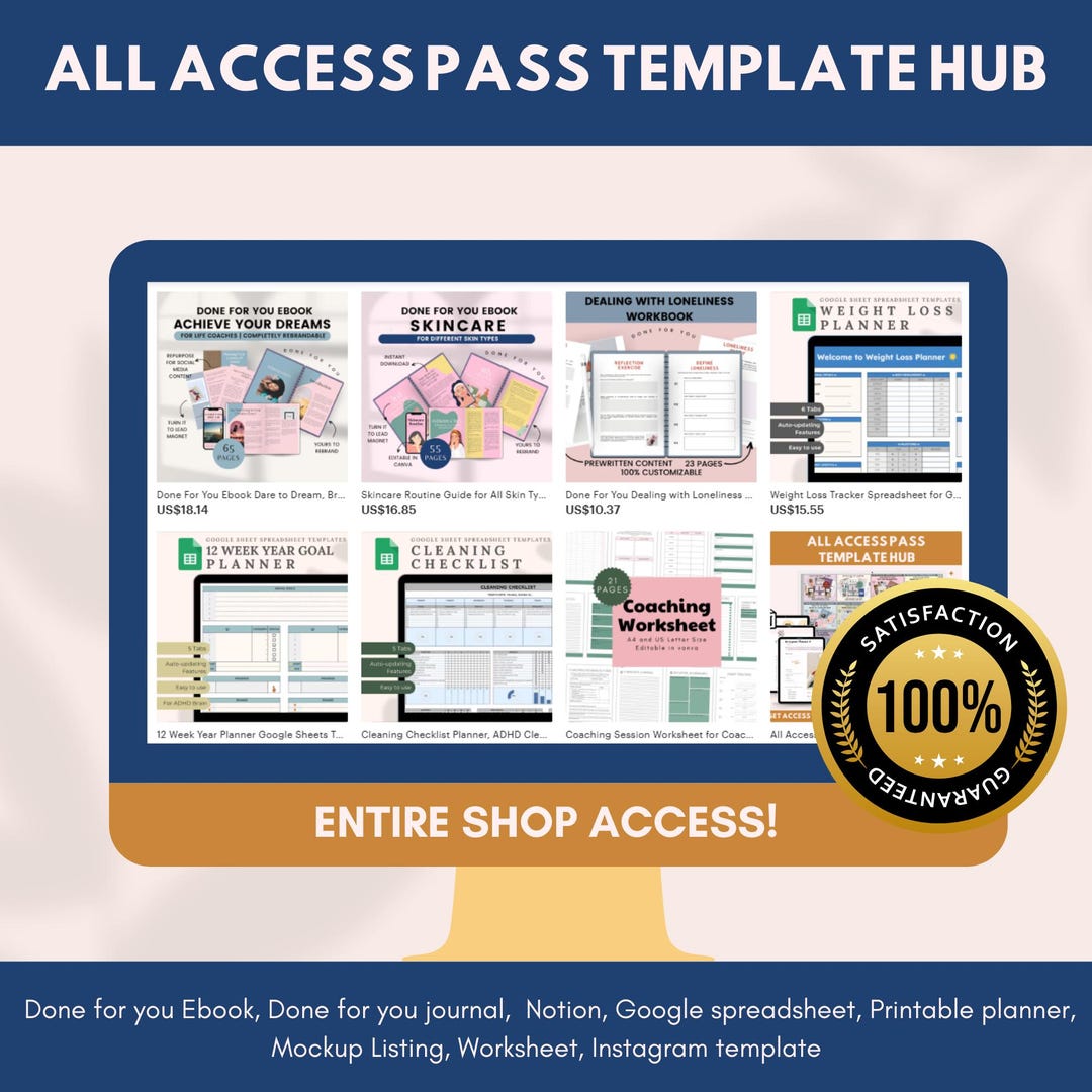 All Access Template Hub, Entire Shop Bundle, Canva Template Bundle ...