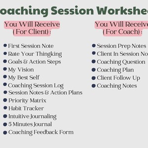 Coaching Session Worksheet, Coaching Program Worksheet, Coaching ...